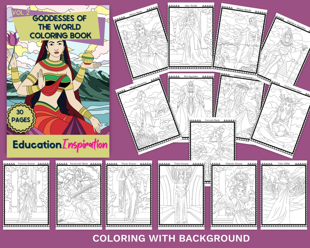 Goddesses of the World Coloring, Goddess Coloring, God Coloring, Myth ...