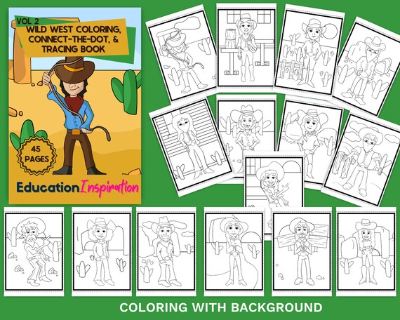 Cowboy Coloring Western Coloring Cowgirl Coloring Wild West - Etsy