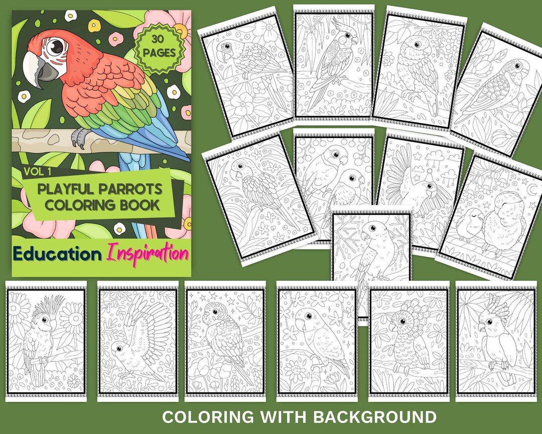 Playful Parrots Coloring, Parrot Coloring, Bird Coloring, Animal ...