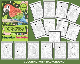 Parrot Coloring Page Printable Parrot Bird (Instant Download) - Etsy