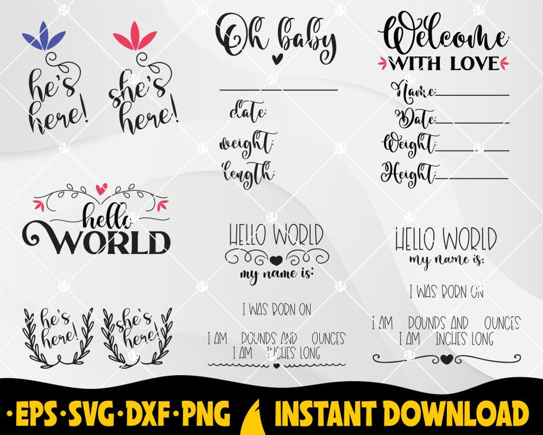 Baby Announcement Svg, Hello World Svg, Welcome Baby Svg, Baby Stat ...