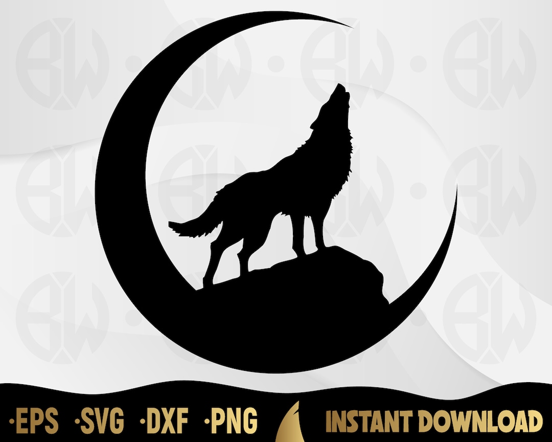 Loup hurlant dans une lune Svg, Svg hurlant de loup, Svg de la faune ...