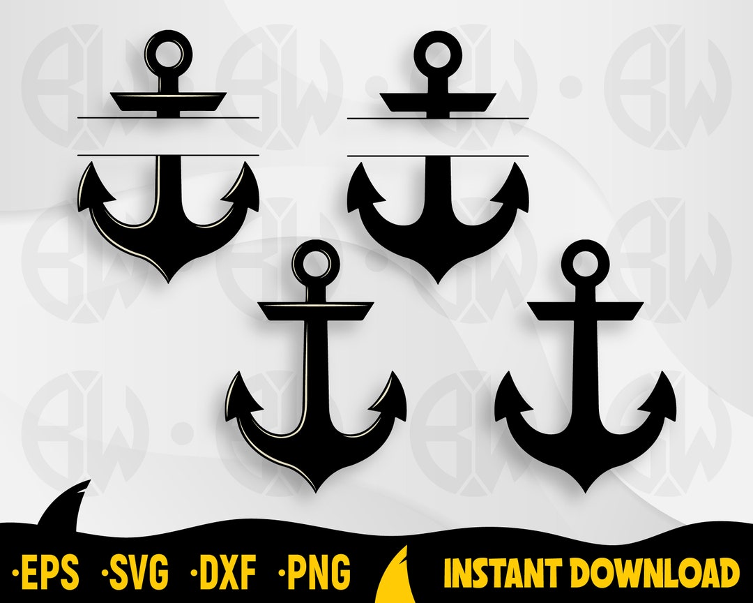 4 Anchors Split Monogram Svg, Anchor Svg, Anchor Monogram Frames Svg ...