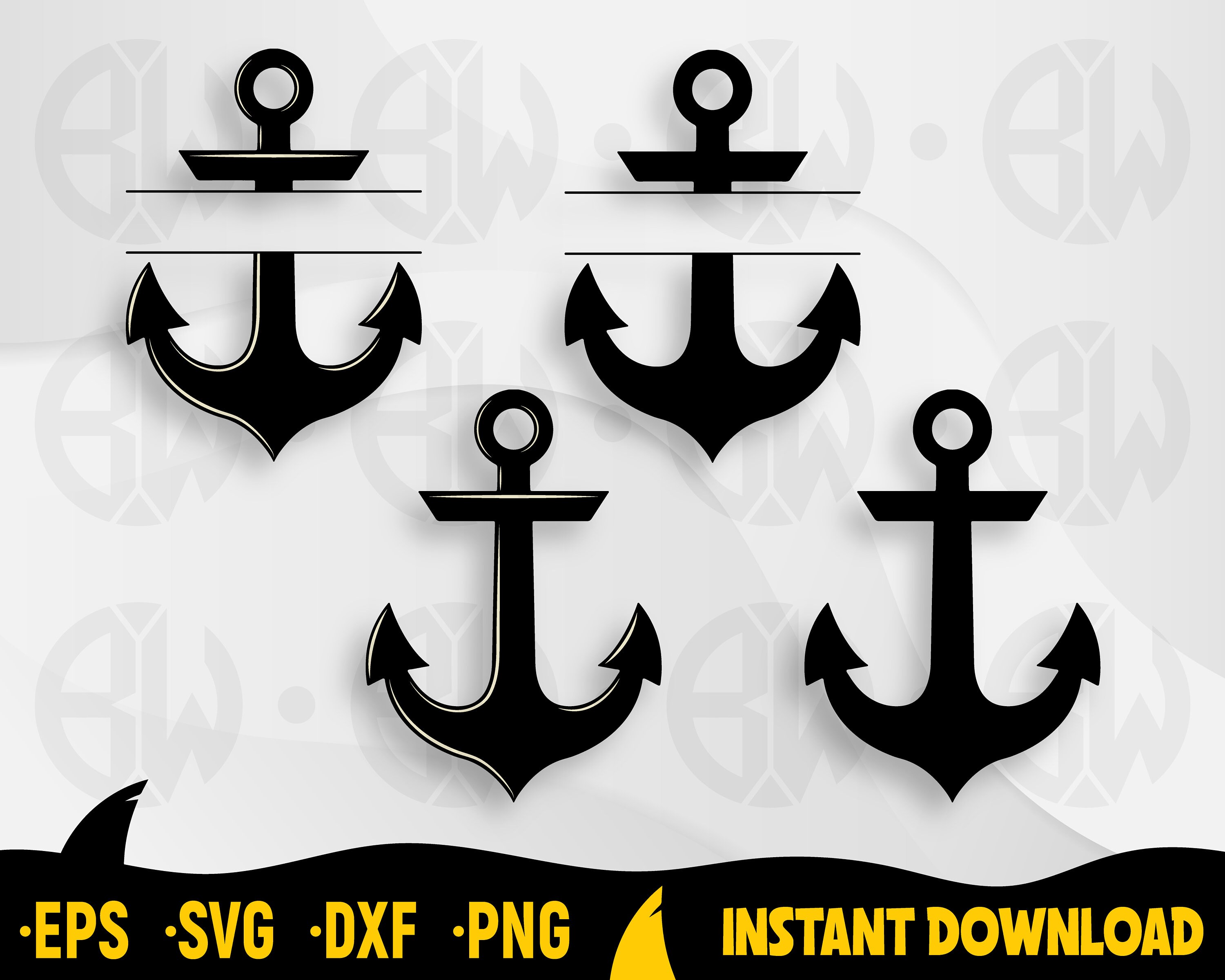 4 Anchors Split Monogram Svg Anchor Svg Anchor Monogram | Etsy UK