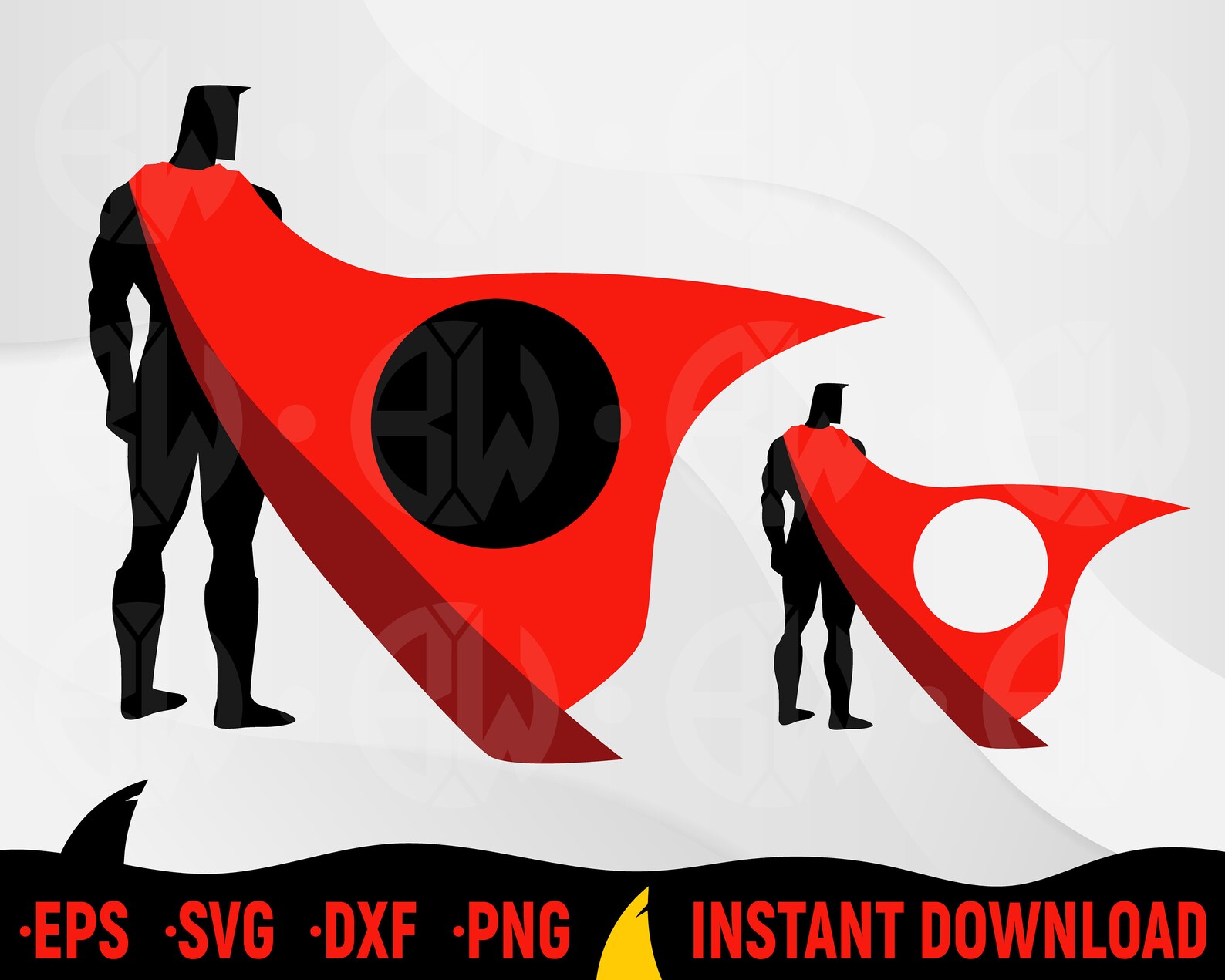 Superhero Silhouette With Monogram on Cape Svg Cut File for - Etsy