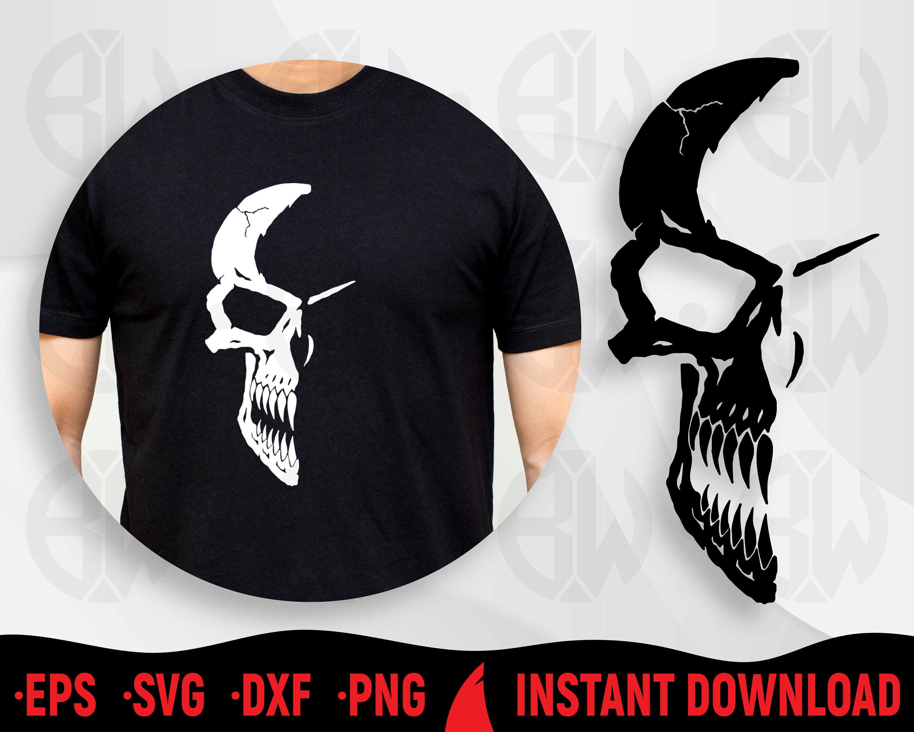 Half Skull Svg Cut File for Cricut, Skull Silhouette, Svg squelettique ...