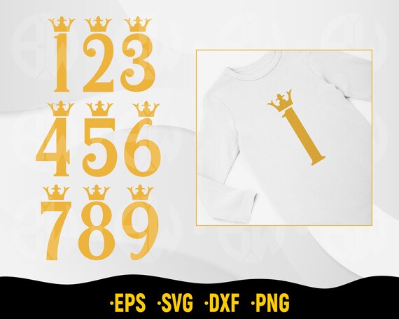 Royal Numbers Svg 1 to 9 Svg Crown Numbers Svg 1-9 Numbers - Etsy