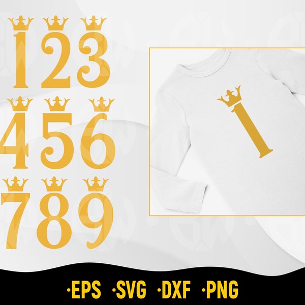 Royal Crown Numbers Svg - Etsy