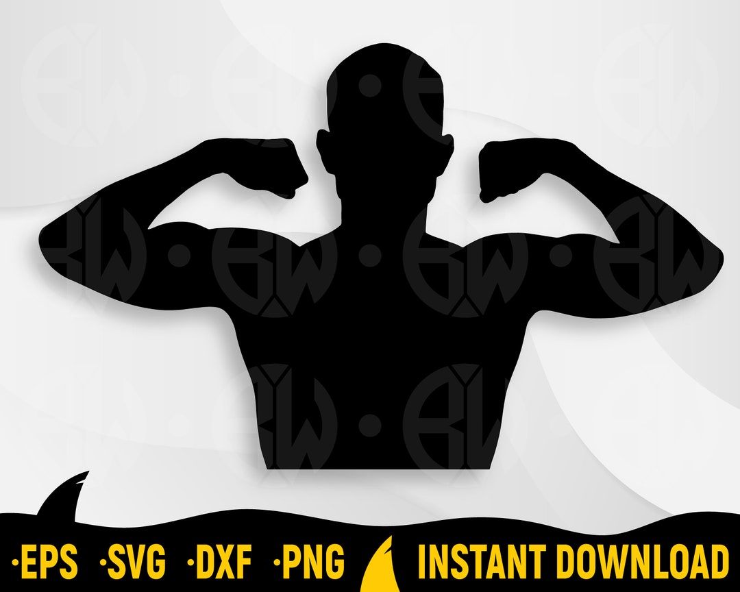 Man Flexing Svg Cut File Cricut, Man Flexing Muscles Silhouette ...