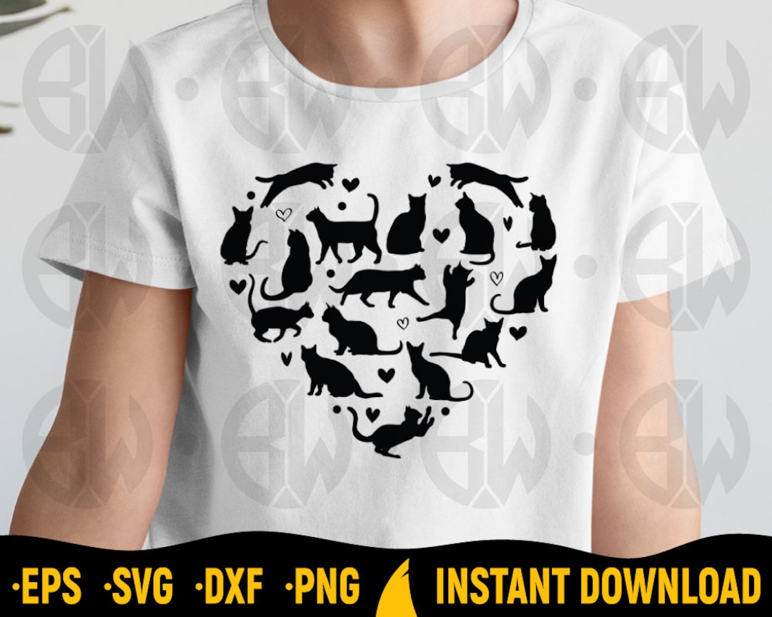 Cats Heart Svg, Valentine Cats Svg, Cats Svg, Cat Lover SVG, Cats in a ...