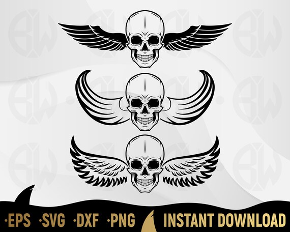 Winged Skull SVG Cut File for Cricut Silhouette Skull Wing - Etsy