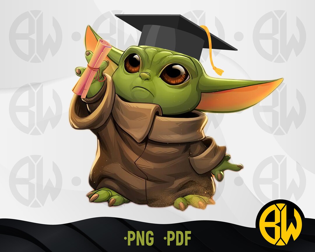 Yoda Graduation Cap Printable File, Yoda Holding A Rolled Diploma, Star ...