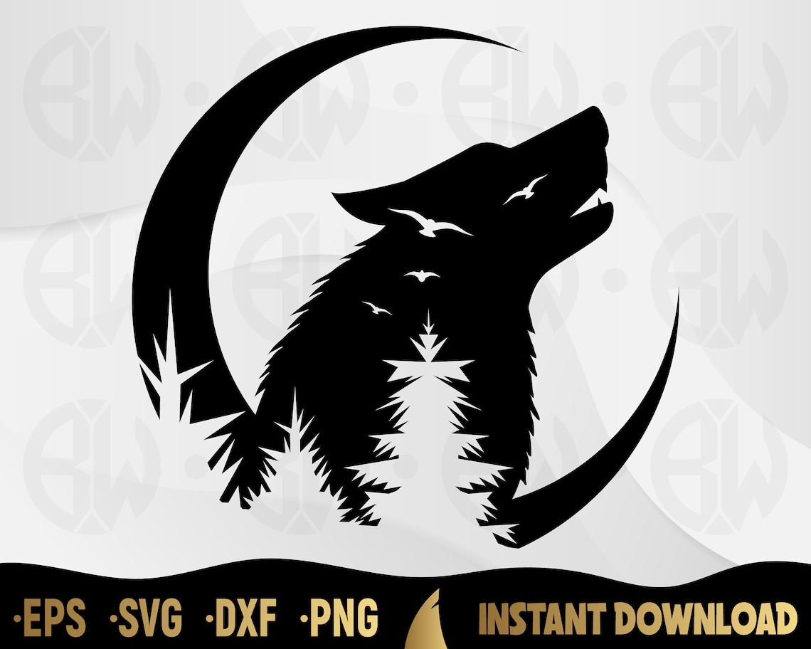Wolf Howling at Moon Svg Cut File Howling Wolf Svg Wolf | Etsy