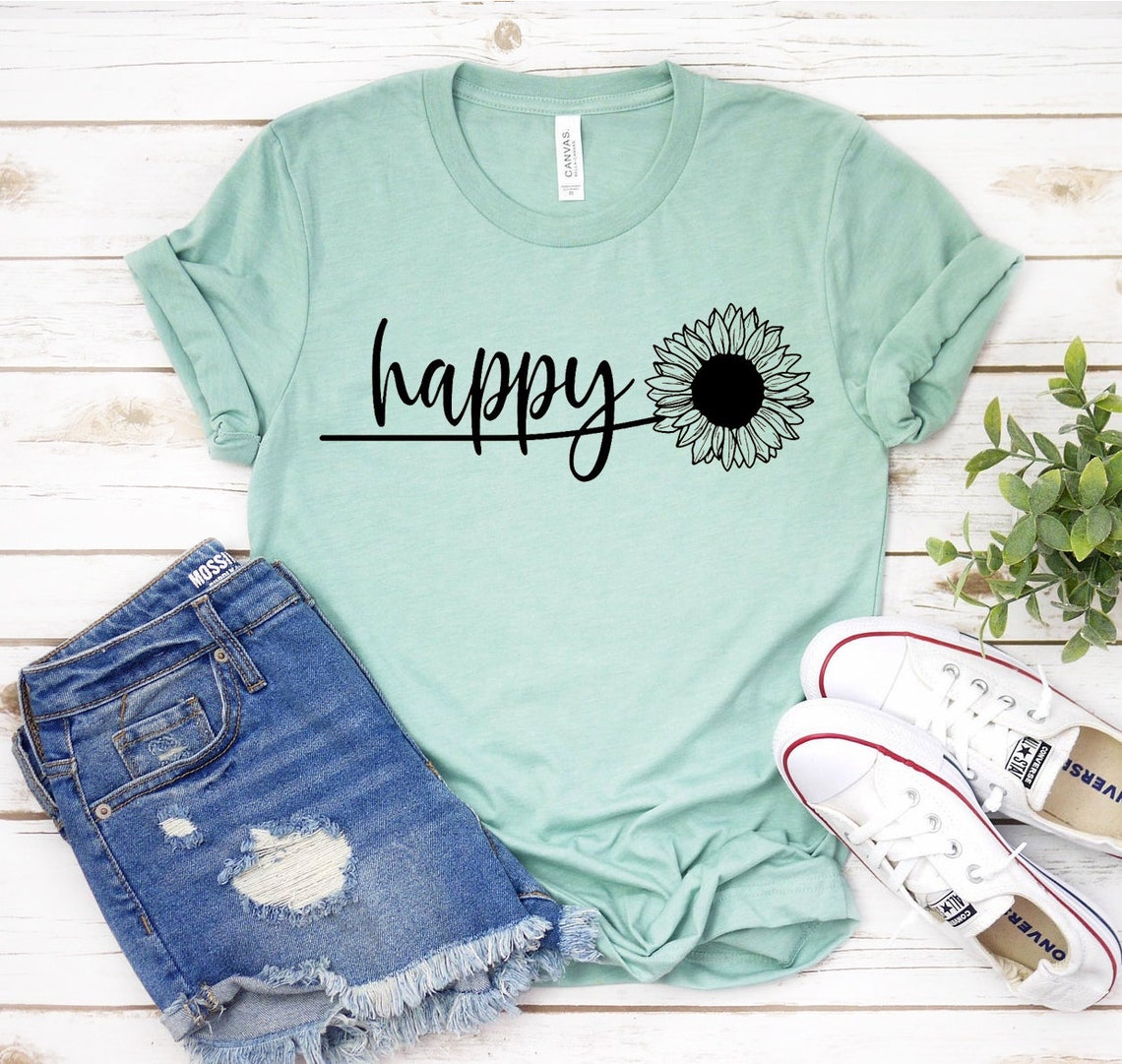 Happy Sunflower Shirt Botanical Shirts Flower T-shirt | Etsy