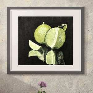 Still Life of Limes Oil Painting on Canvas, Fruits Original Artwork ...