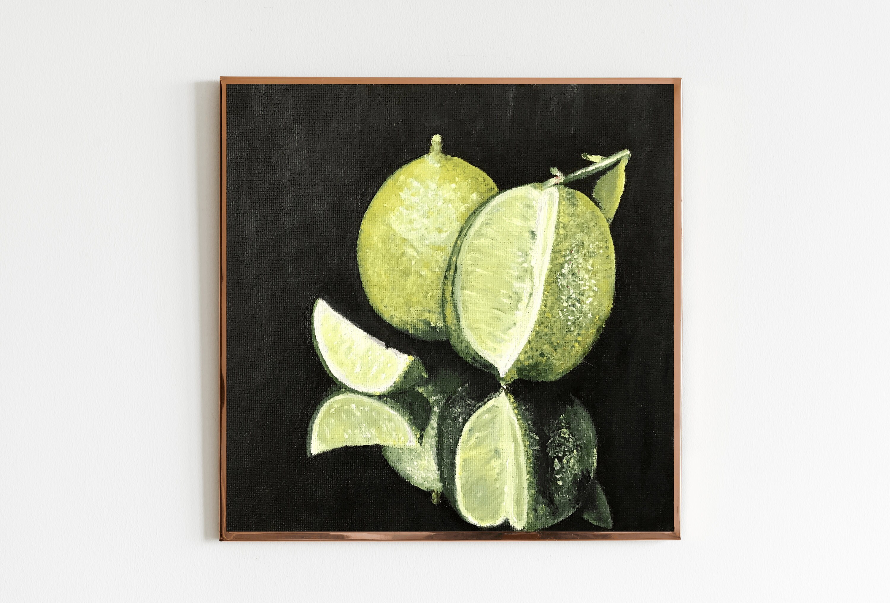 Still Life of Limes Oil Painting on Canvas, Fruits Original Artwork ...