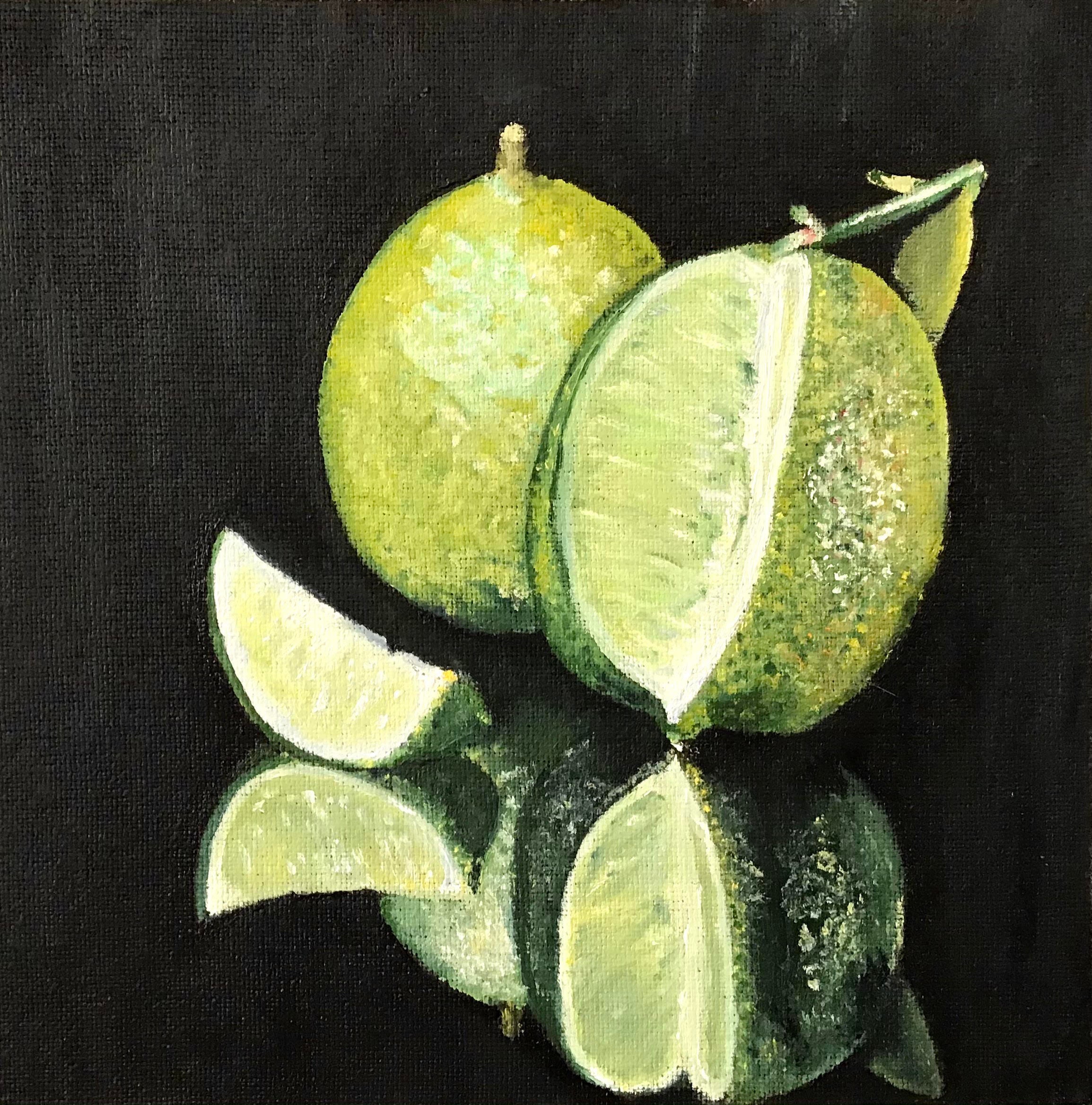 Still Life of Limes Oil Painting on Canvas, Fruits Original Artwork ...
