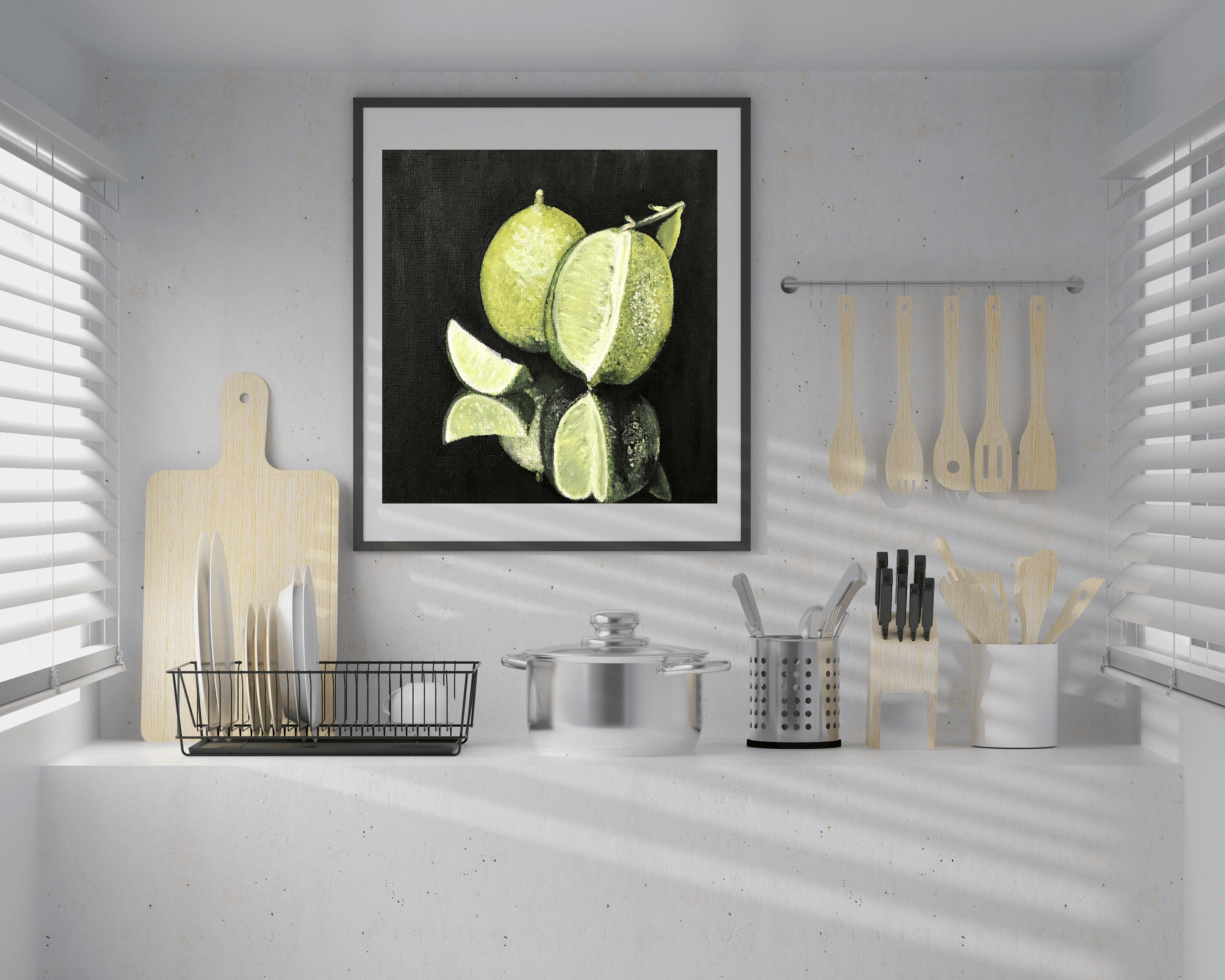 Still Life of Limes Oil Painting on Canvas, Fruits Original Artwork ...