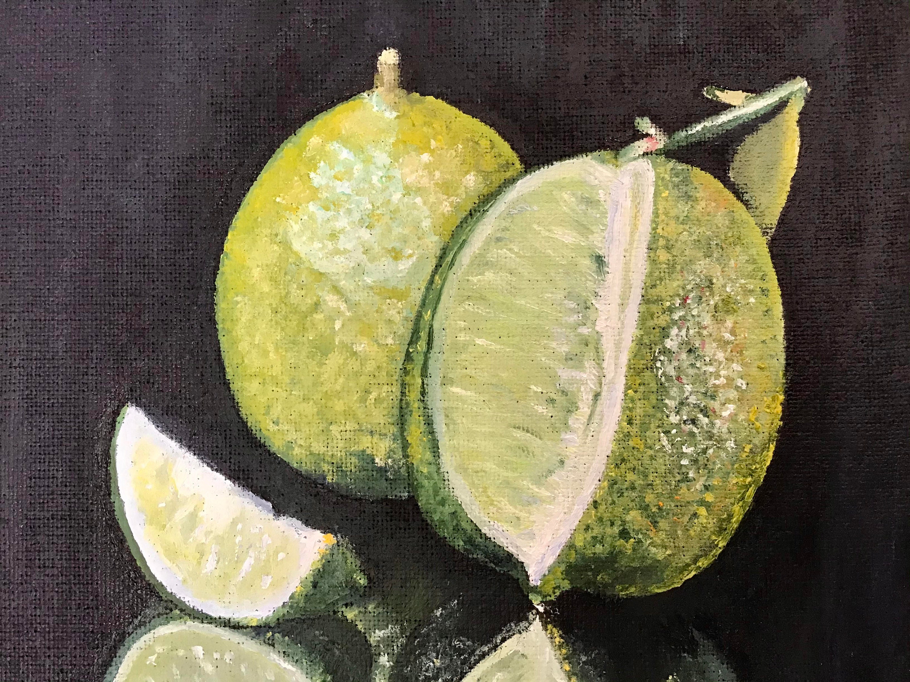 Still Life of Limes Oil Painting on Canvas, Fruits Original Artwork ...