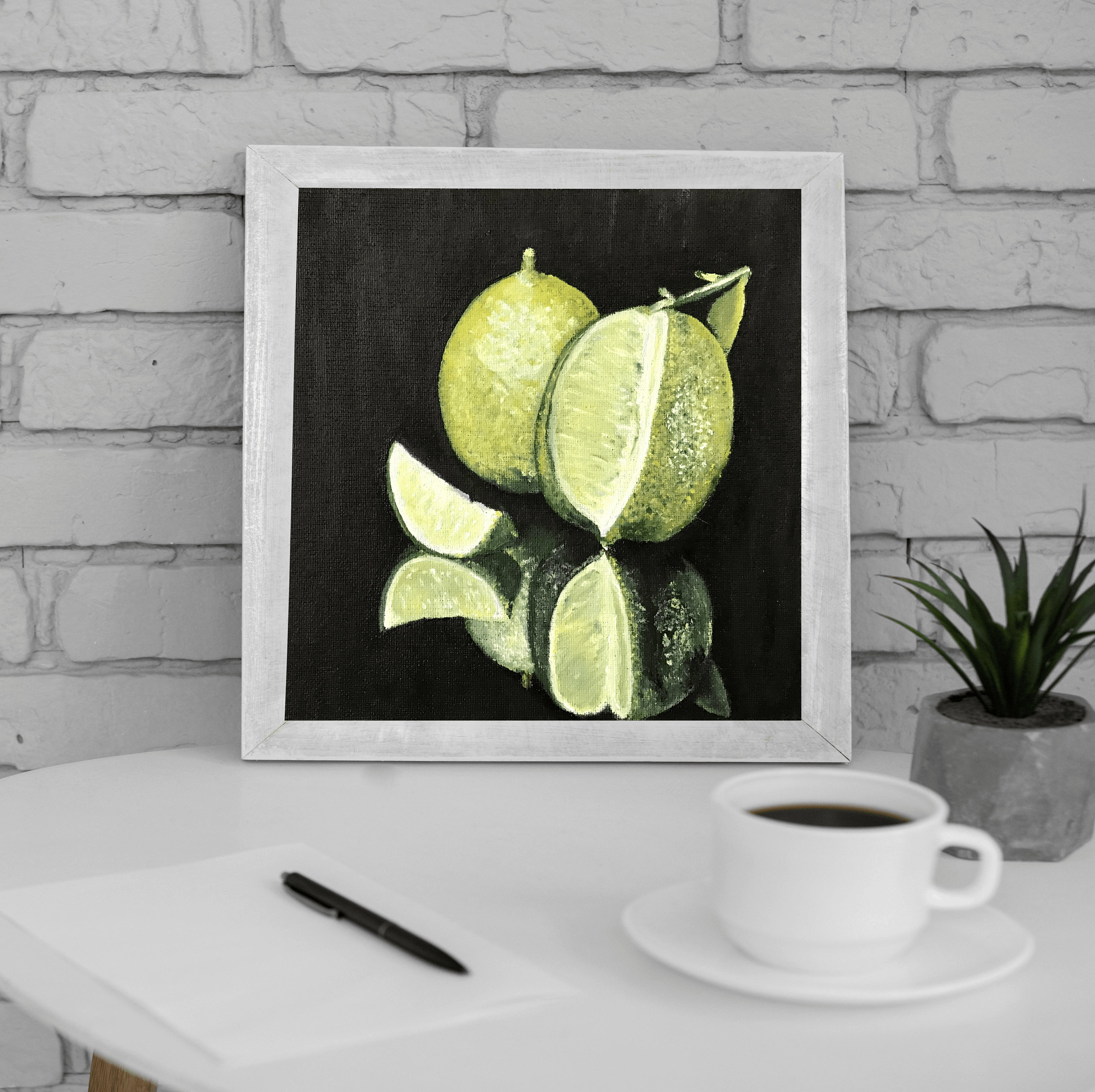 Still Life of Limes Oil Painting on Canvas, Fruits Original Artwork ...