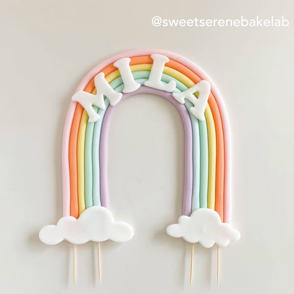 Rainbow Fondant Cake Topper - Etsy