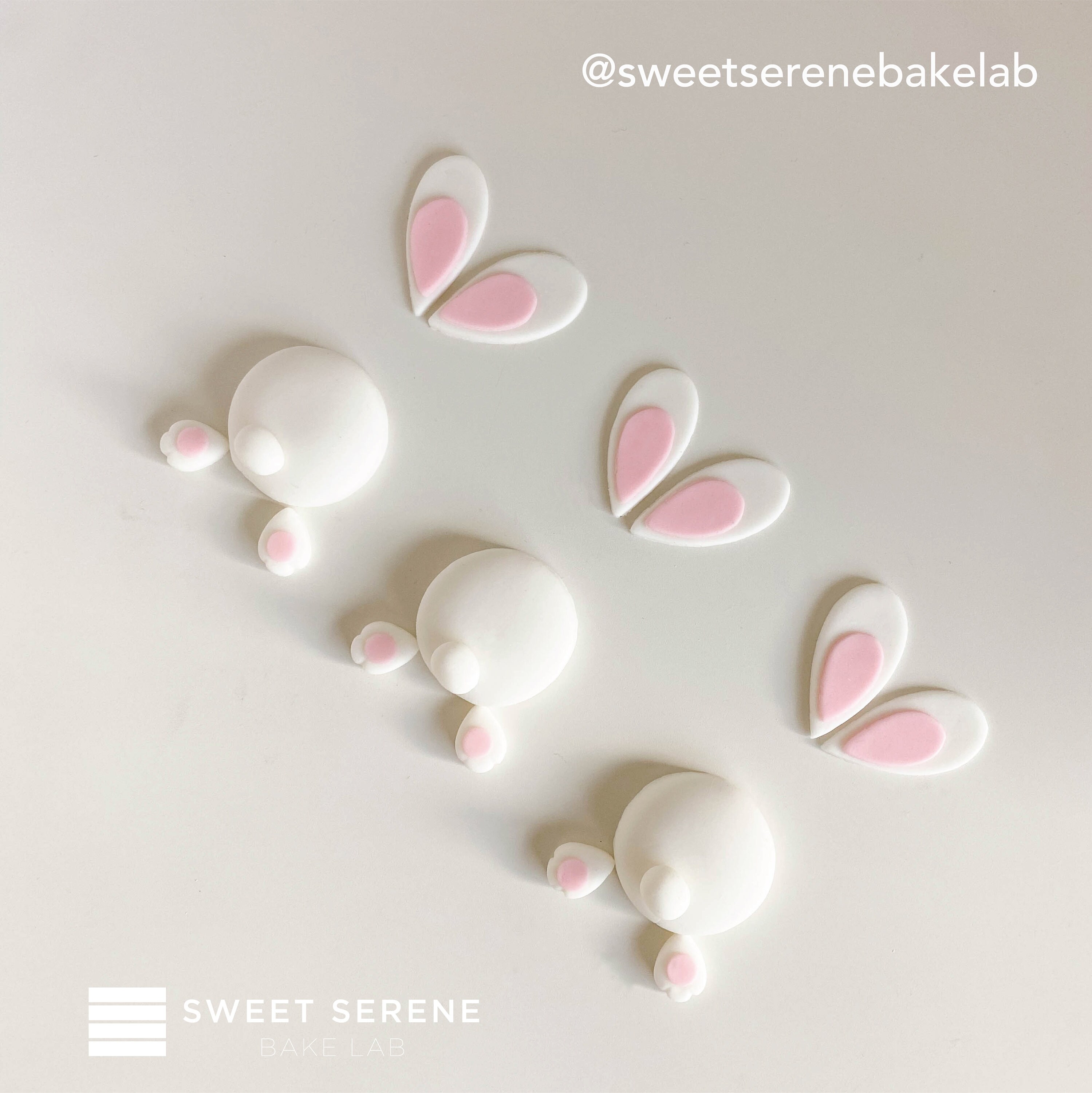 Edible Easter Bunny Tails and Ears Fondant Cupcake & Cake Topper Ester ...
