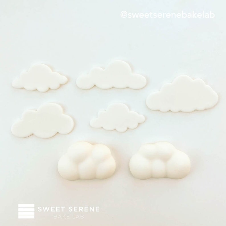 Edible Fondant Cloud 2D and 3D Decoration for Birthday Cake/ | Etsy