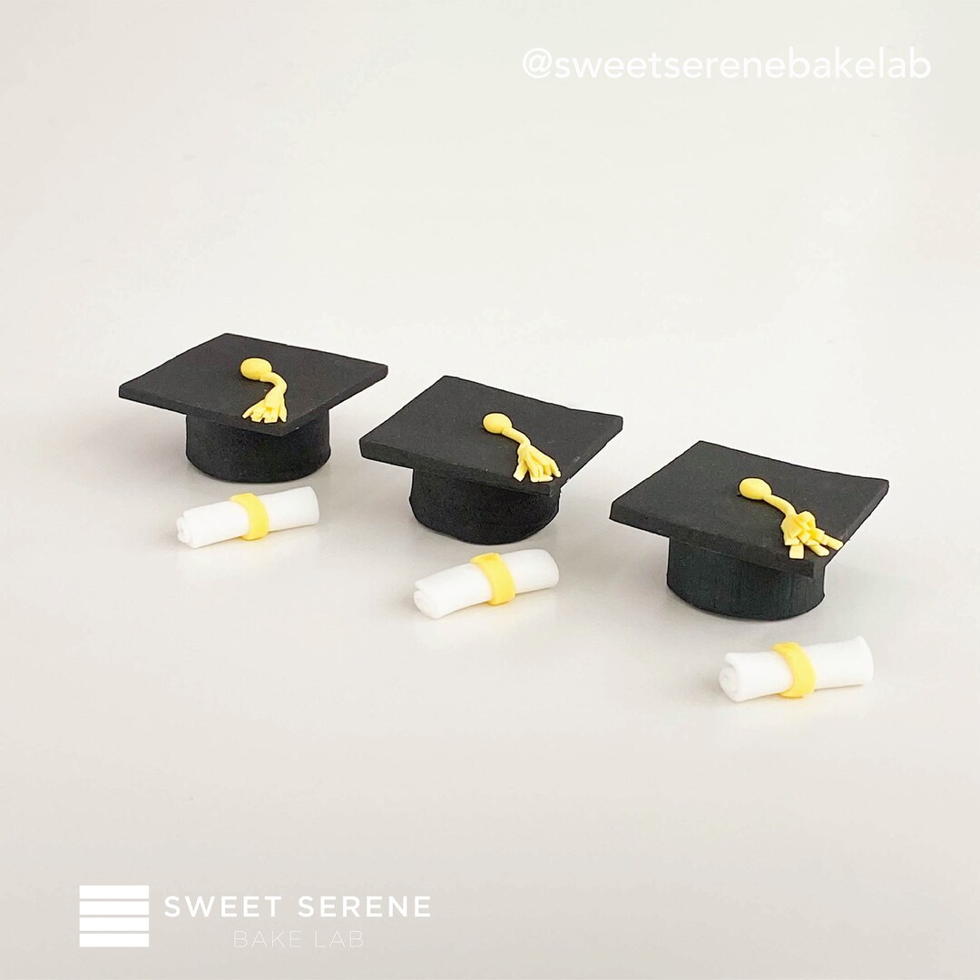 Edible Fondant Graduation Cap and Diploma Decoration for Graduation ...