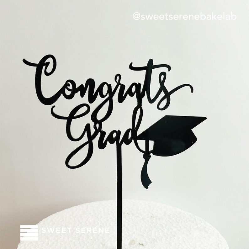 Graduation Cake Topper Acrylic Plastic - Black - Etsy