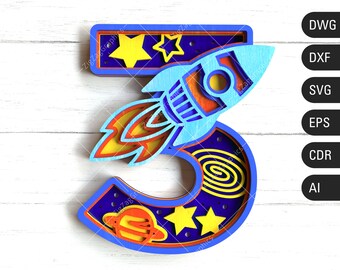 Paper, Party & Kids Craft Supplies & Tools 3D Space Layered Number 2 ...