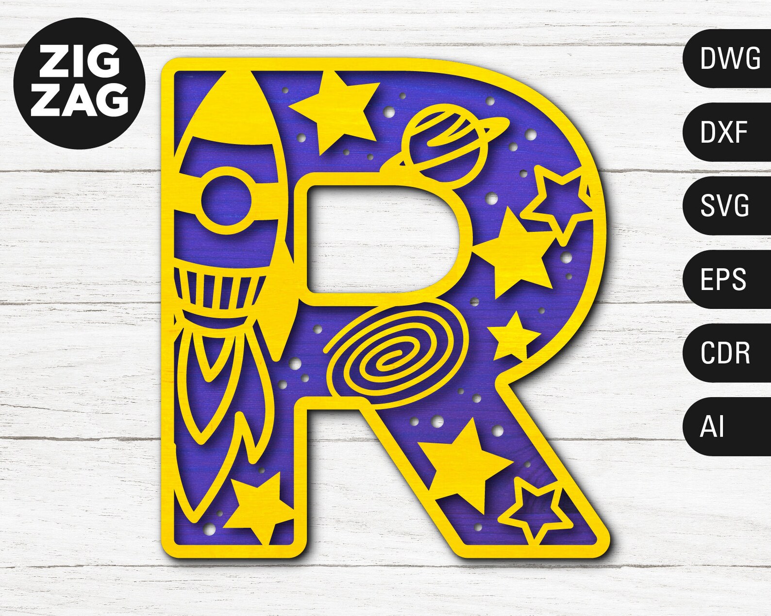 3D Space Layered Letter R SVG Kids Layered Alphabet | Etsy