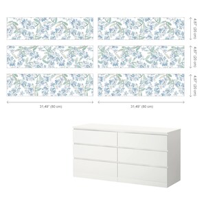 Malm Decals, Ikea Malm Dresser Decal, Vintage Blue Flowers Malm Preppy ...
