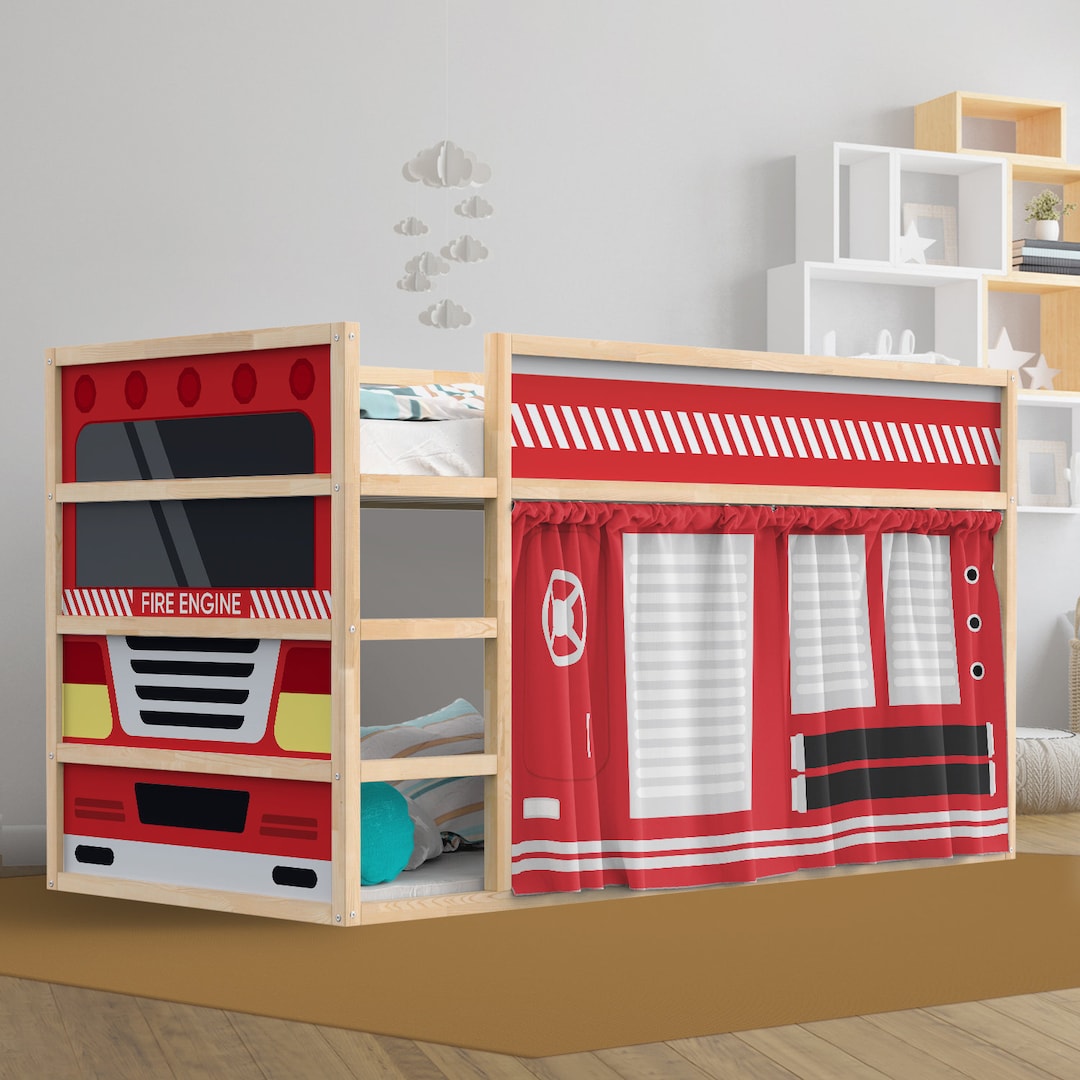 Fire Engine Kura Bed Stickers+drapes Set. Loft Accessories for Ikea ...