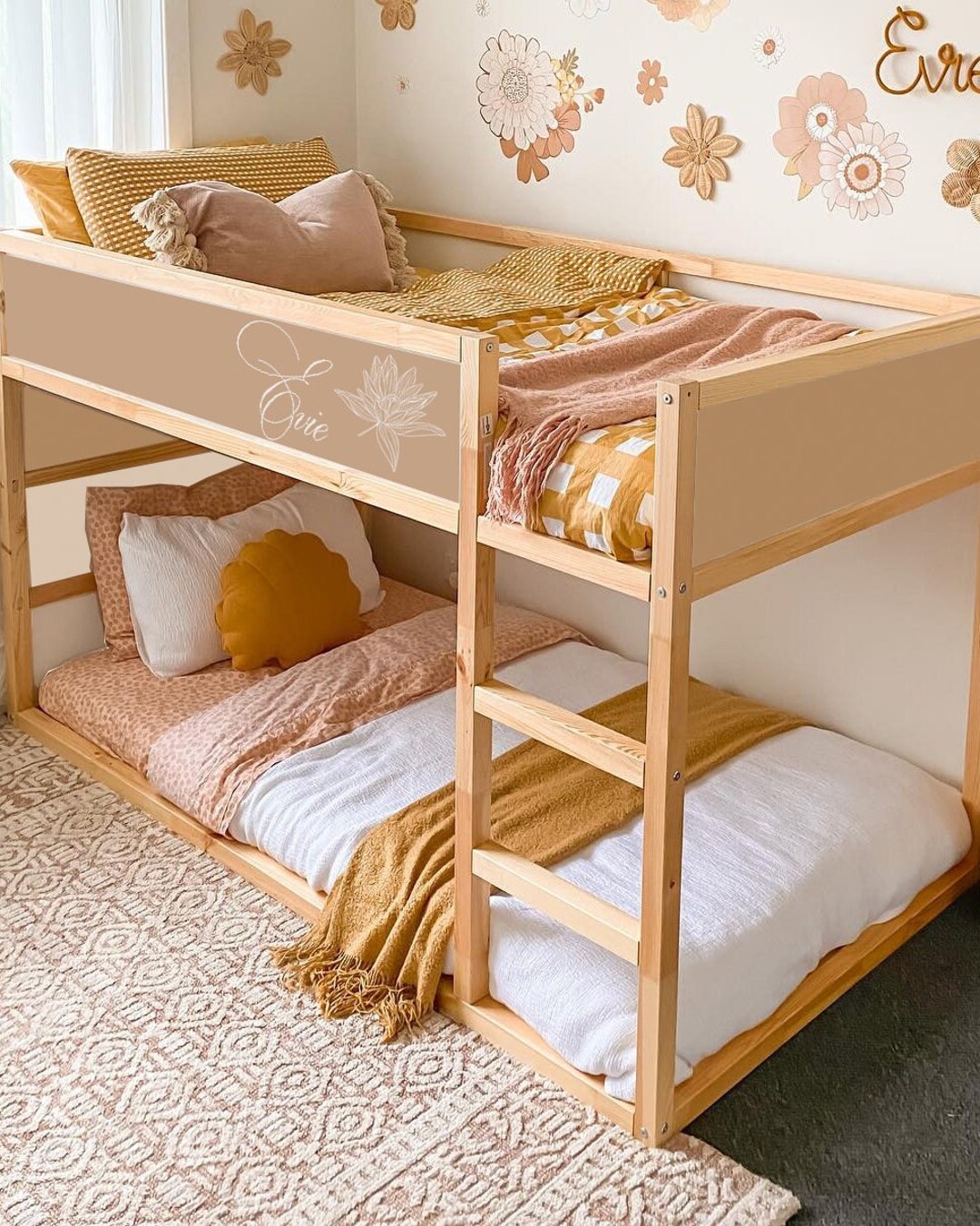 Ikea Kura Bed Decal With Name and Flower Kura Bed Decal Boho Custom Kura Bed Stickers With Name Etsy UK