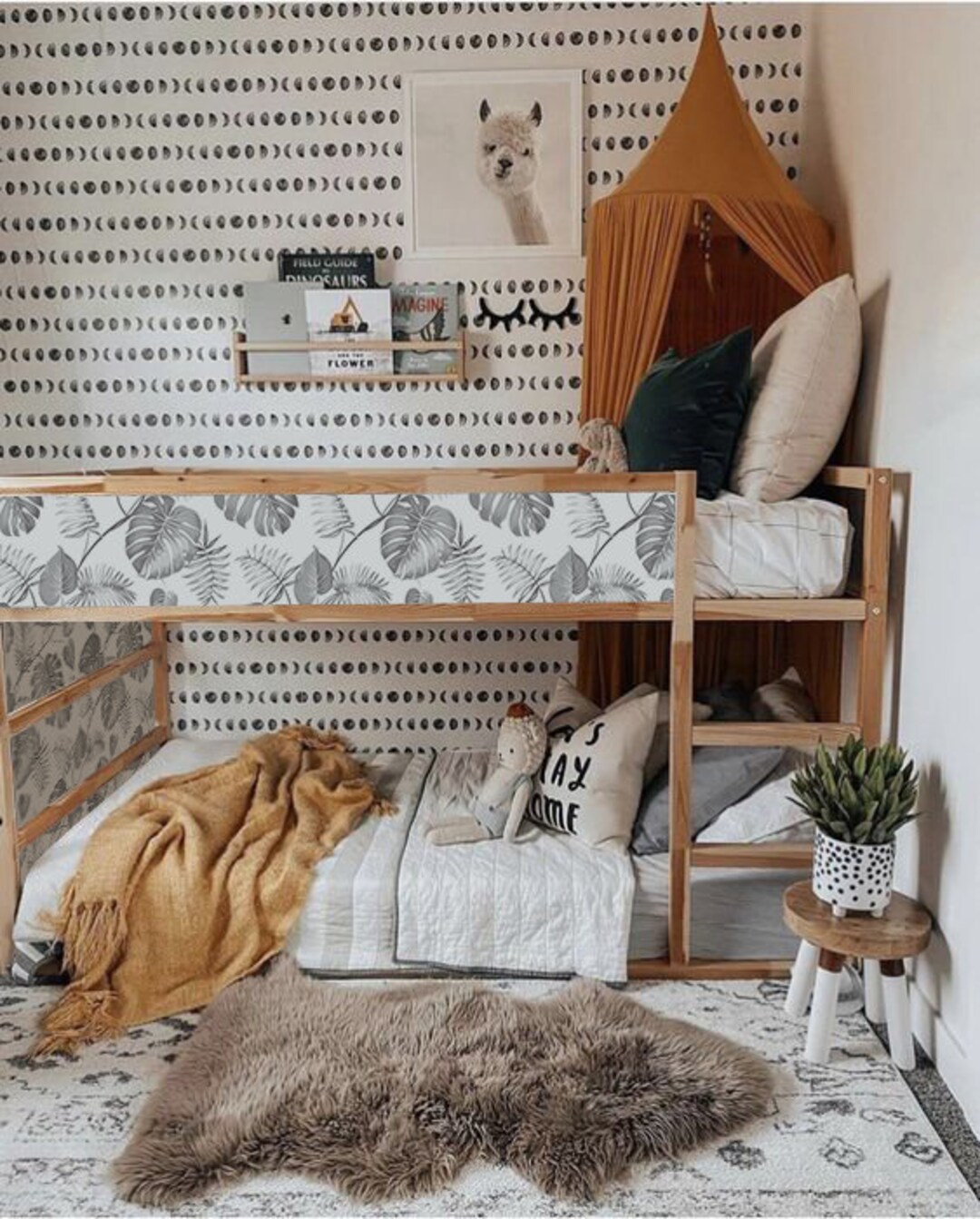 Ikea Kura Bed Decals, Kura Bed Stickers Jungle Leaves, Monochromic ...