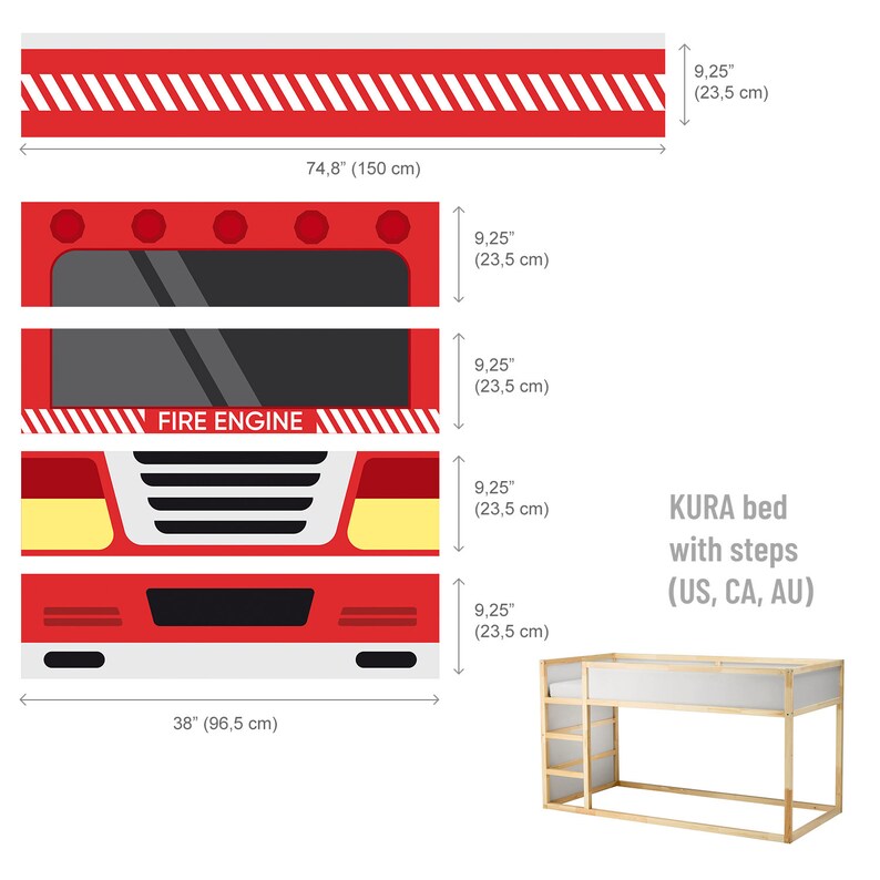 Fire Truck Kura Bed Decals Kura Decals for Boys Bedroom Fire | Etsy UK