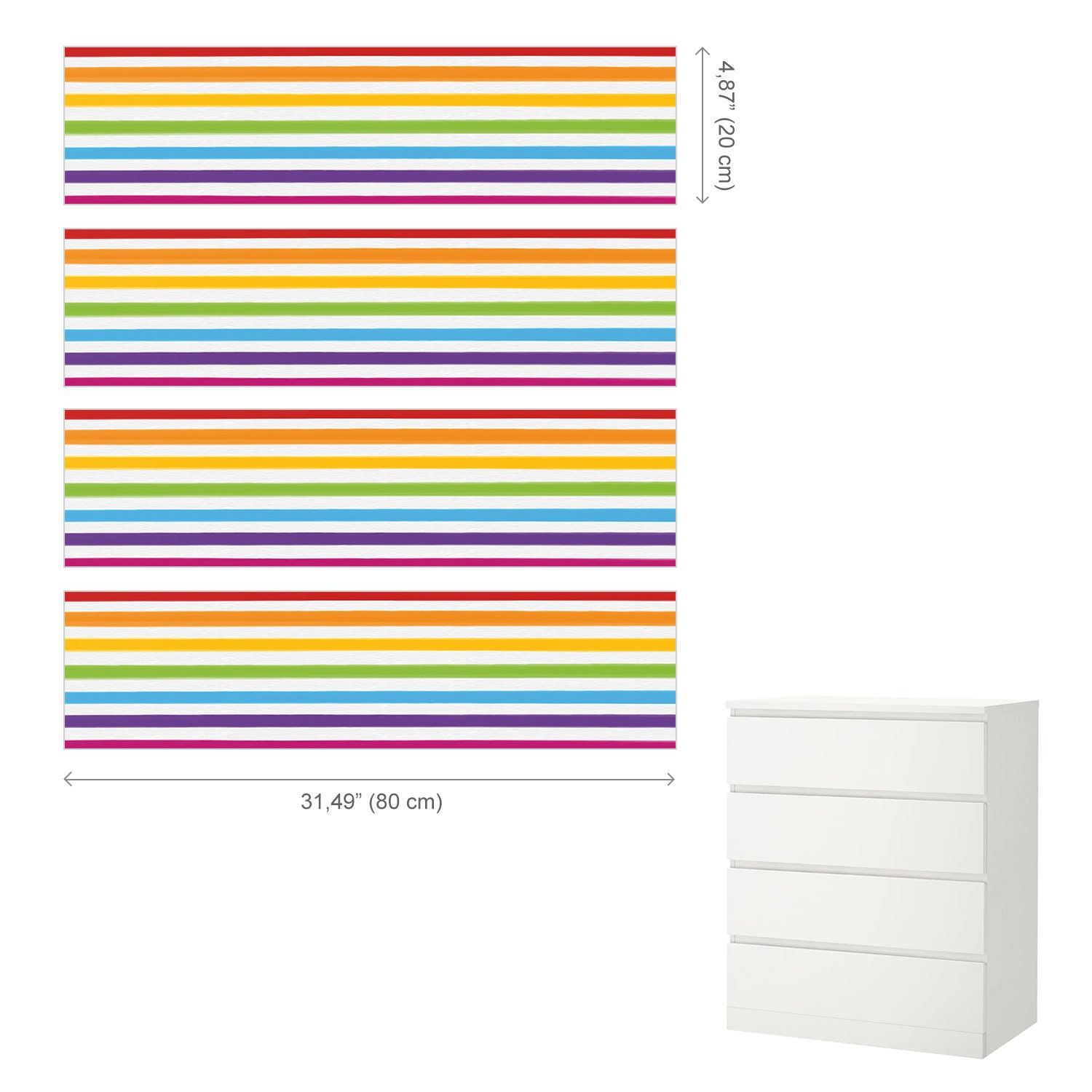 Rainbow Malm Decals Ikea Malm Dresser Decal Unisex Ikea - Etsy