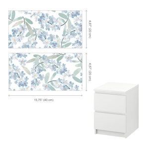 Malm Decals, Ikea Malm Dresser Decal, Vintage Blue Flowers Malm Preppy ...