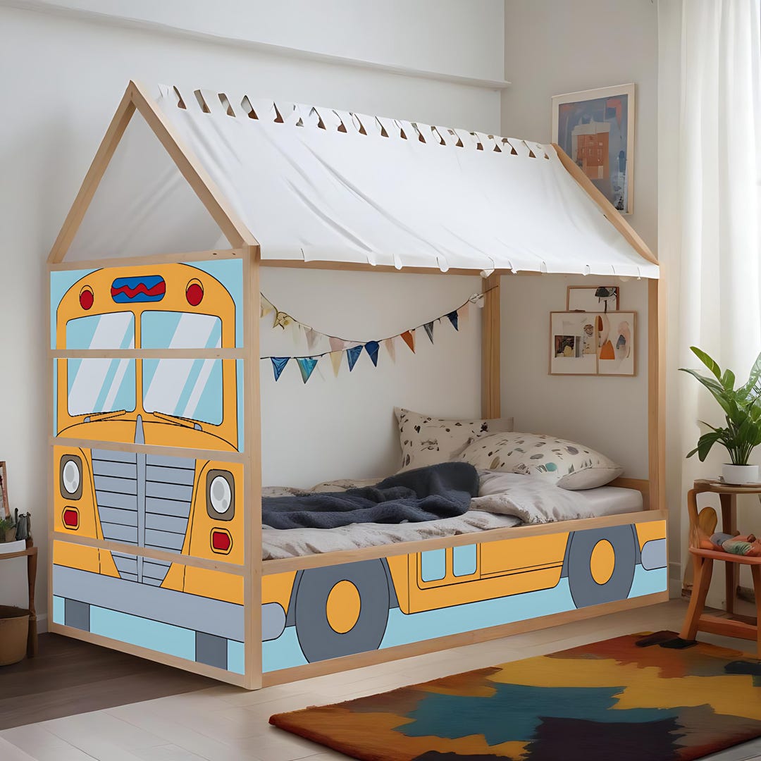 Ikea Kura Bed Decal School Bus. Loft, Bunk Bed Makeover. Kura Bed ...