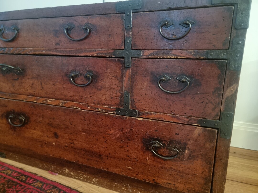 Original Antique Japanese Chest Tansu 1800's With Iron - Etsy