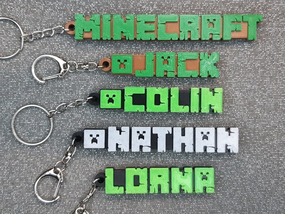 Personalized 3D Printed Minecraft Inspired Keychain | Etsy