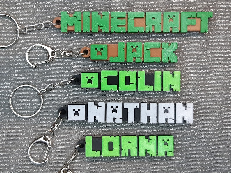 Personalized 3D Printed Minecraft Inspired Keychain - Etsy