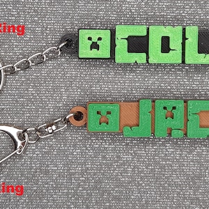 Personalized 3D Printed Minecraft Inspired Keychain - Etsy