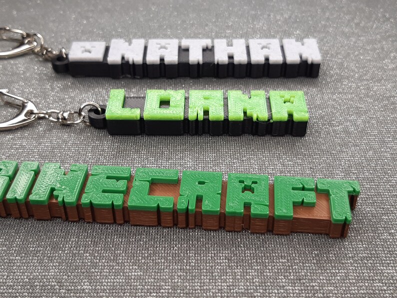 Personalized 3D Printed Minecraft Inspired Keychain - Etsy