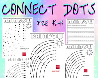 Rainbow Worksheets Connect the Dots - Etsy