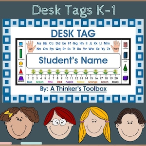 Desk Tag Plates Gr K-1 Classroom Decor (you Type Your Student's Name ...