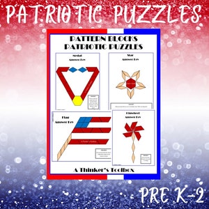 Patriotic Pattern Block Mat Printables & Worksheets - Etsy