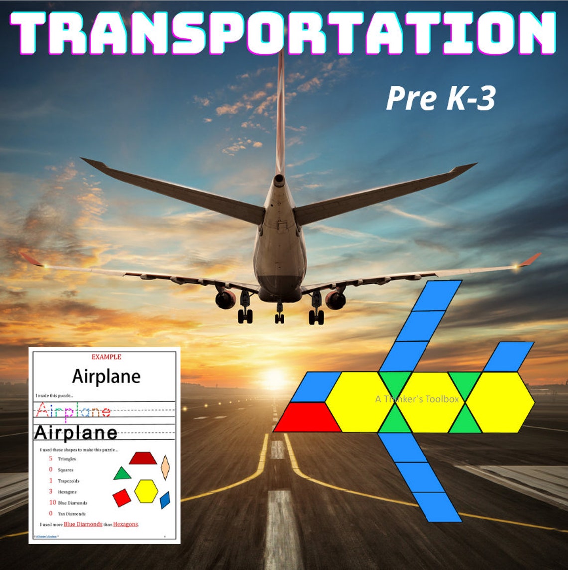 Transportation Pattern Block Mat Printables & Worksheets - Etsy