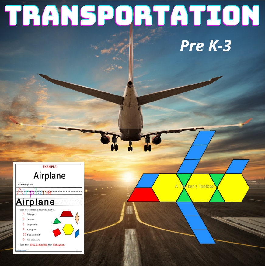 Transportation Pattern Block Mat Printables & Worksheets - Etsy