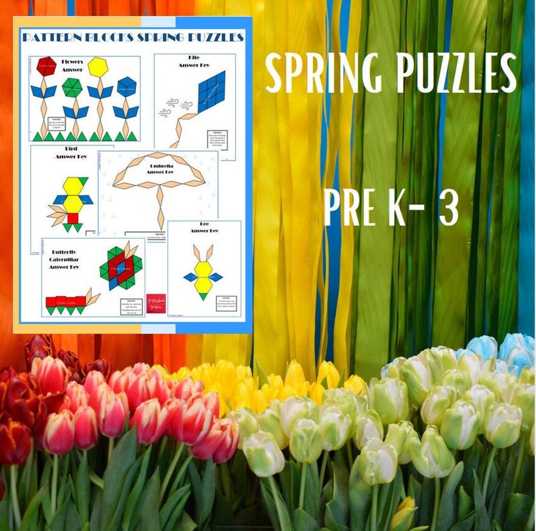 Spring Season Pattern Block Mat Printables & Worksheets - Etsy